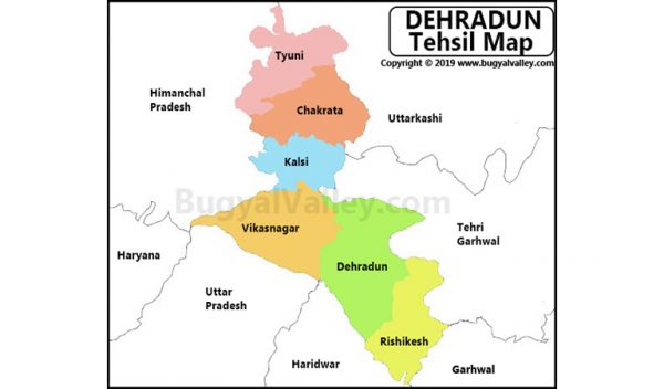 Dehradun Map with all 6 Tehsils