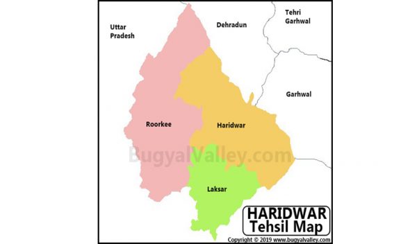 Uttarakhand Map with 13 Districts and Borders